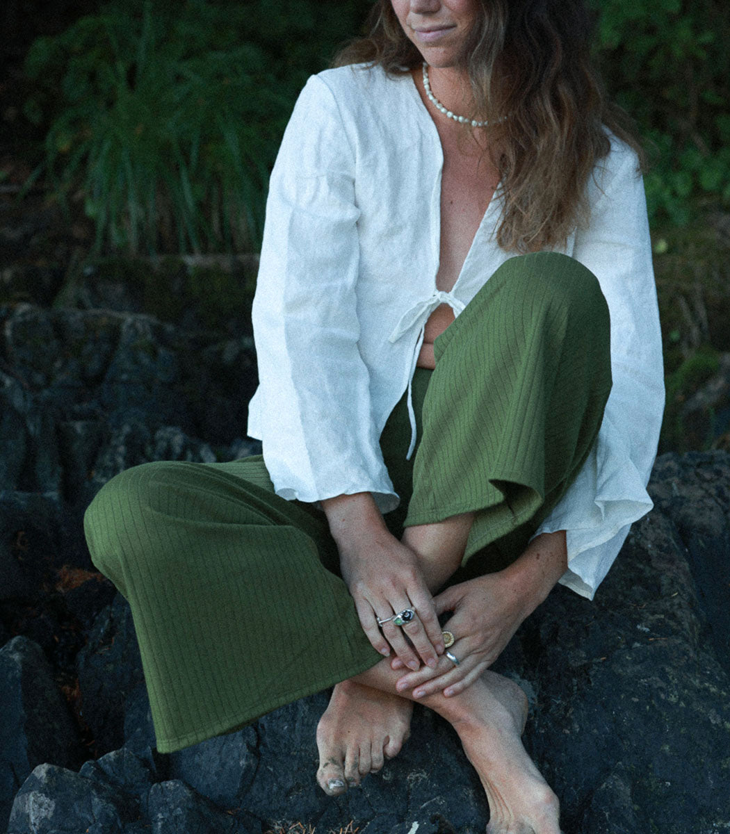 Loose textured pants | FLOWY - CLOVER